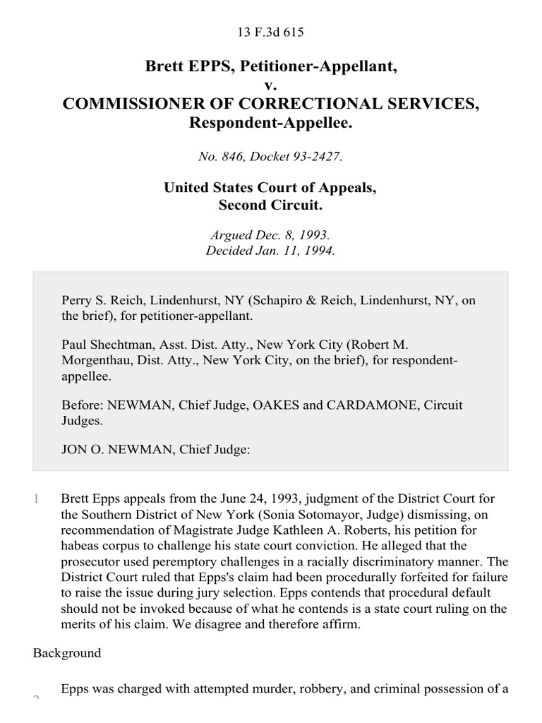Brett Epps v. Commissioner of Correctional Services, 13 F.3d 615, 2d ...