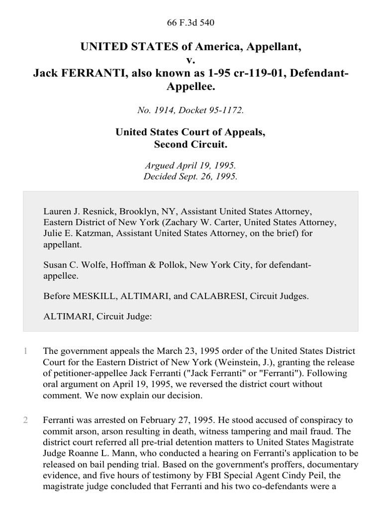 Appeal of Jack Ferranti's Bail Decision | PDF | Evidence (Law) | Evidence