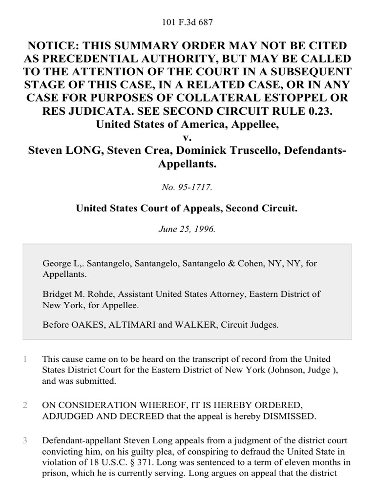 United States v. Steven Long, Steven Crea, Dominick Truscello, 101 F.3d ...