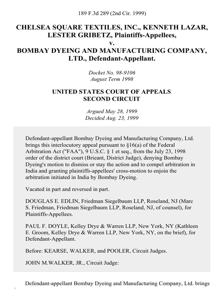 Chelsea Square Textiles, Inc., Kenneth Lazar, Lester Gribetz v. Bombay ...