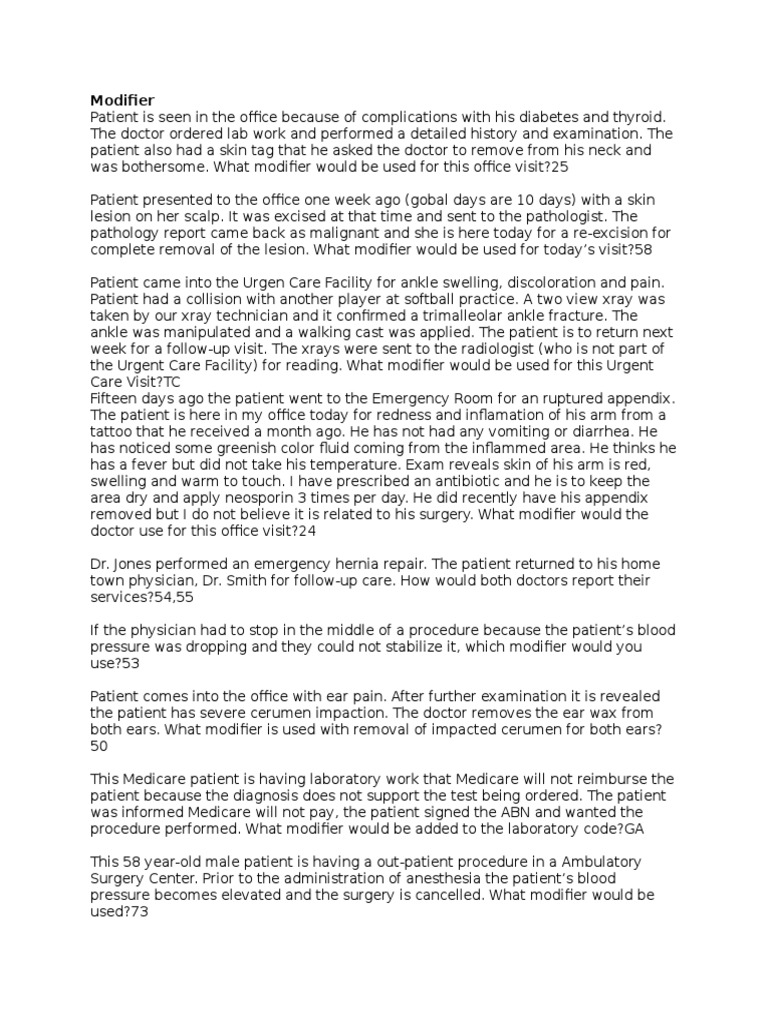 Quiz On Modifier | Download Free PDF | Patient | Colonoscopy