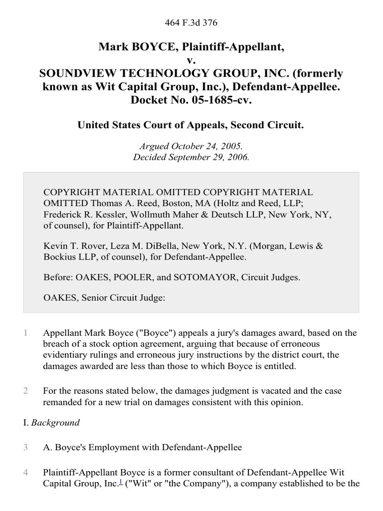 Boyce v. Soundview Technology Appeal | PDF | Initial Public Offering ...