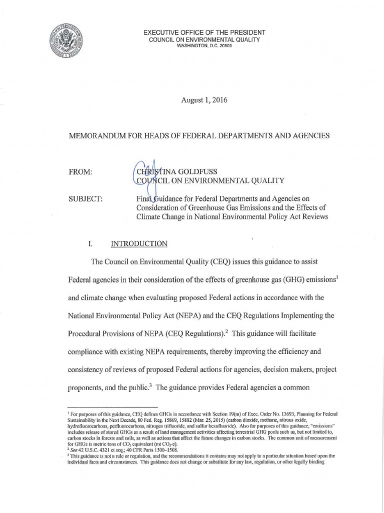Nepa Final GHG Guidance-1 | PDF | National Environmental Policy Act ...