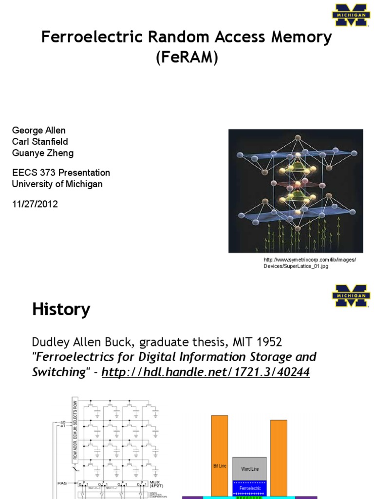An Overview of Ferroelectric Random Access Memory (FeRAM) Technology: History, Operation ...