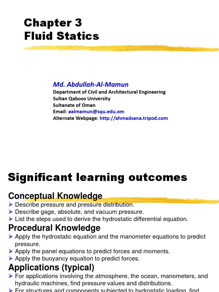 Lec Chapter 3 | PDF | Buoyancy | Pressure