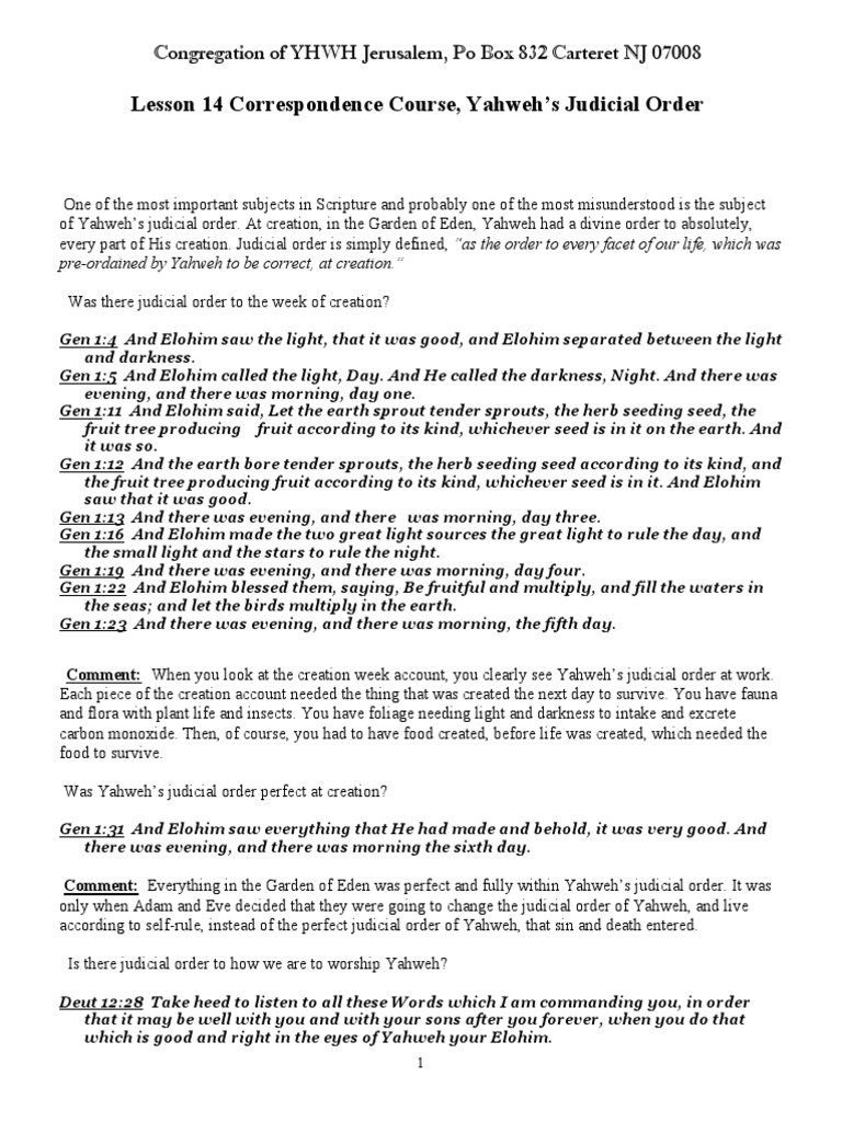 Lesson 14 - Judicial Order | PDF | Samuel | Baptism
