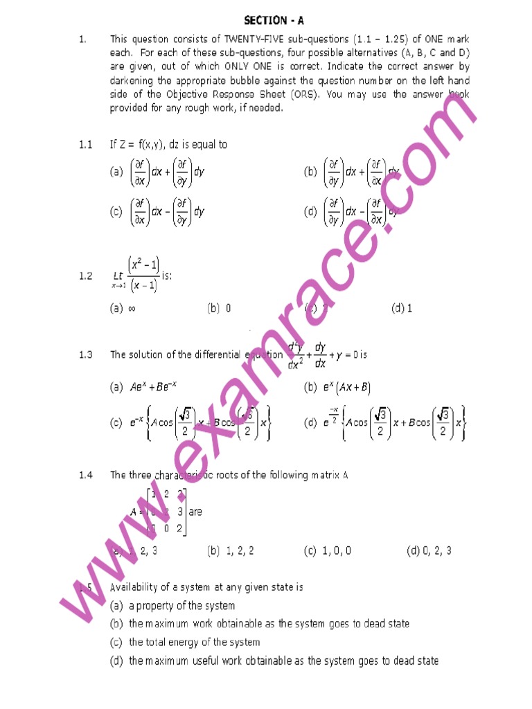 Gate Mechanical Engineering 2000 Pdf Gas Compressor Heat