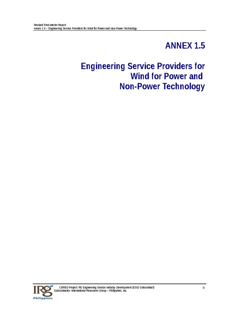 ANNEX 1.5 Engineering Service Providers For Wind For Power and Non ...