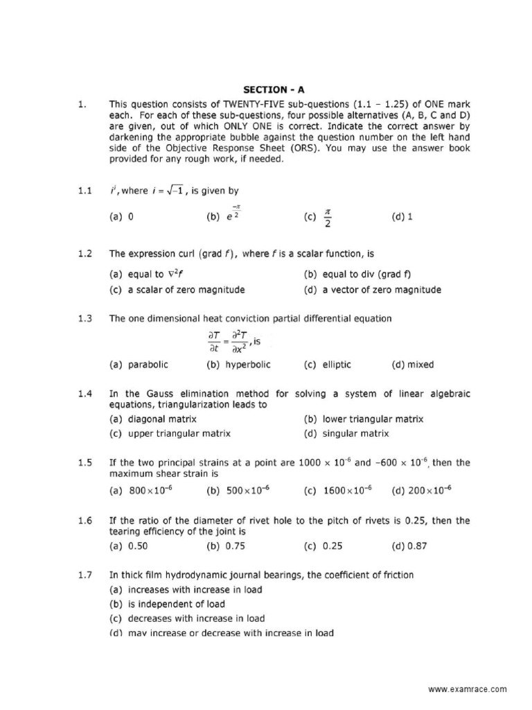 Objective Questions on Engineering Concepts | PDF | Gear | Gas Compressor
