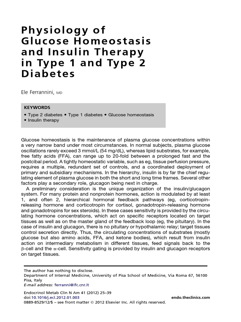 Glucose Homeostasis & Insulin in Diabetes | PDF | Insulin | Insulin ...