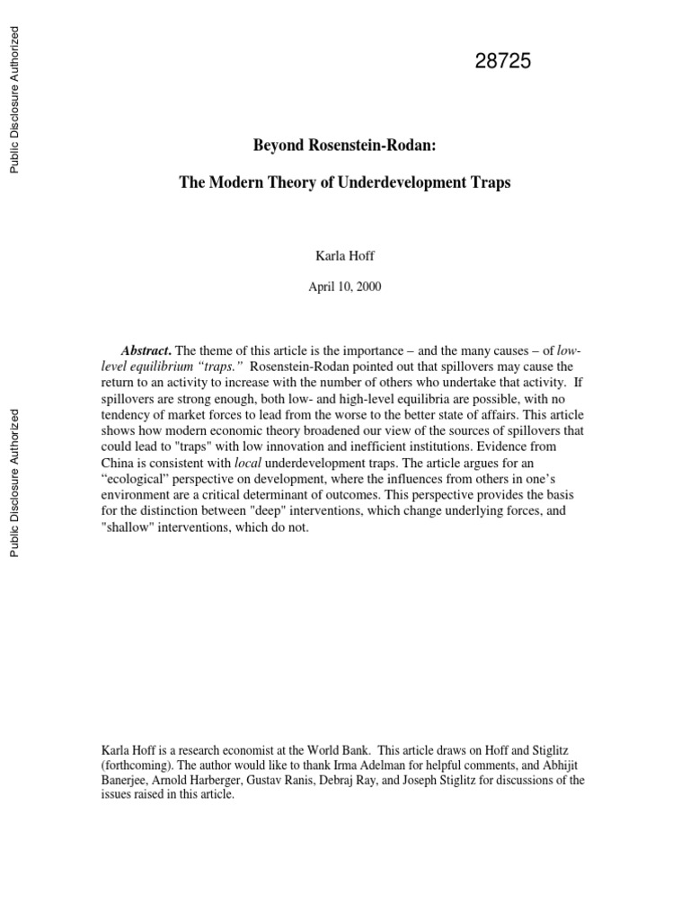 Understanding Underdevelopment Traps | PDF | Externality | Economic ...