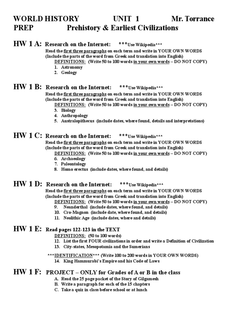WHP Unit 1 2016 Prehistory Earliest Civilizations | PDF | Mesopotamia ...