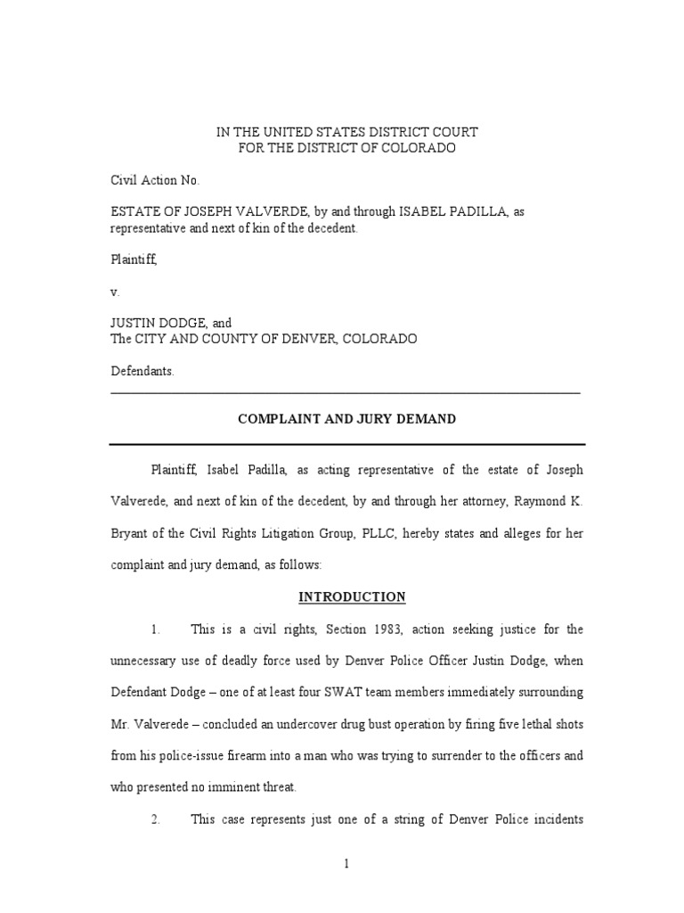 Joseph Valverde Complaint | Download Free PDF | Police Brutality ...