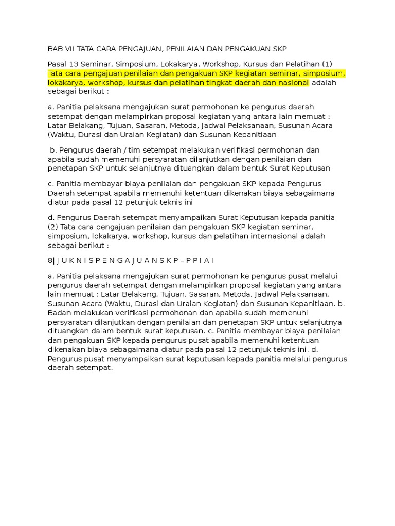 Tata Cara Pengajuan SKP Seminar Iai | PDF