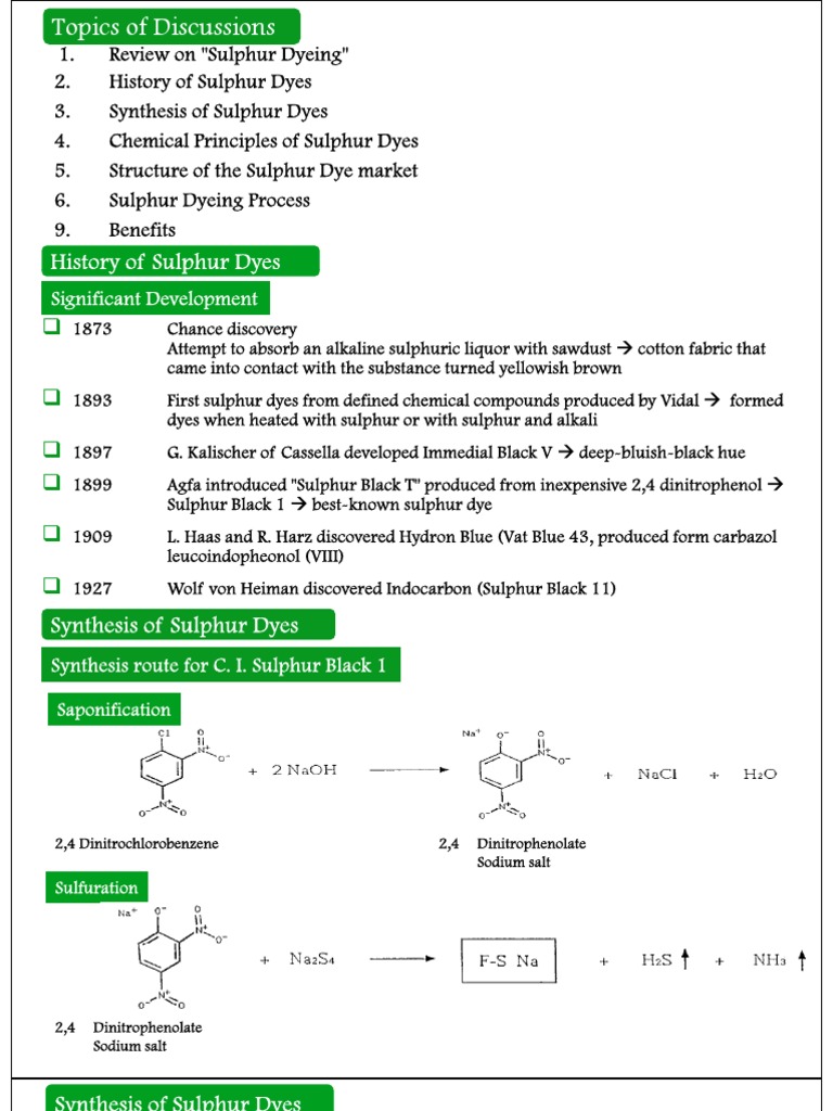 Overview of Sulphur Dyeing Processes | PDF | Dye | Dyeing