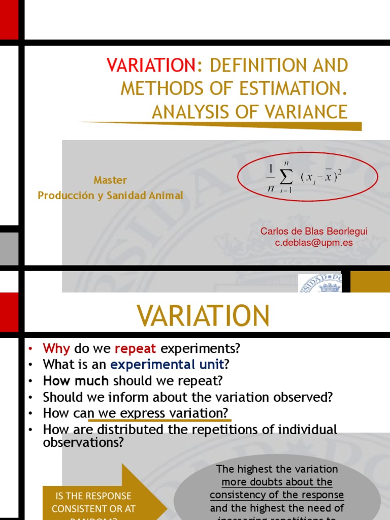 Variation:: Definition and Methods of Estimation. Analysis of Variance ...