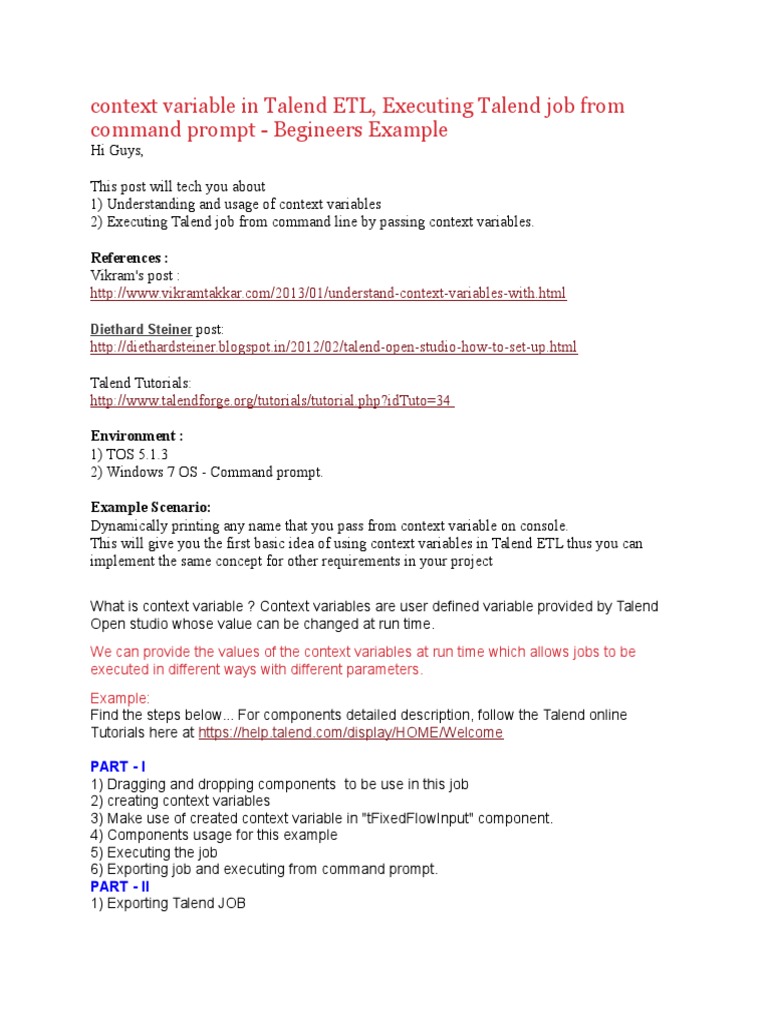 Context Variable In Talend Etl Pdf Command Line Interface Variable Computer Science 7588