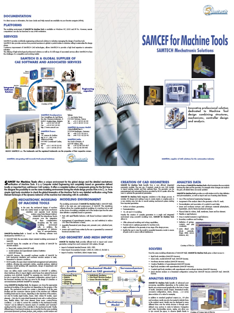 SAMCEF For Machine Tools | PDF | Machine (Mechanical) | Simulation