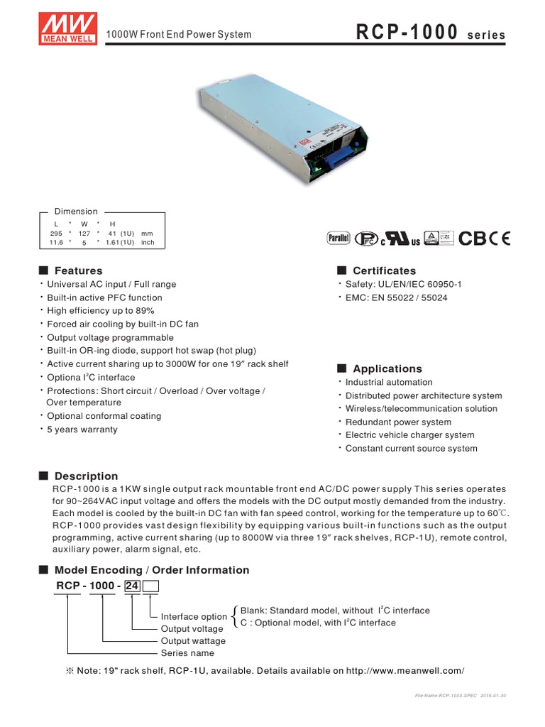 Especificaciones Funete Mean Weal | PDF | Power Supply ...