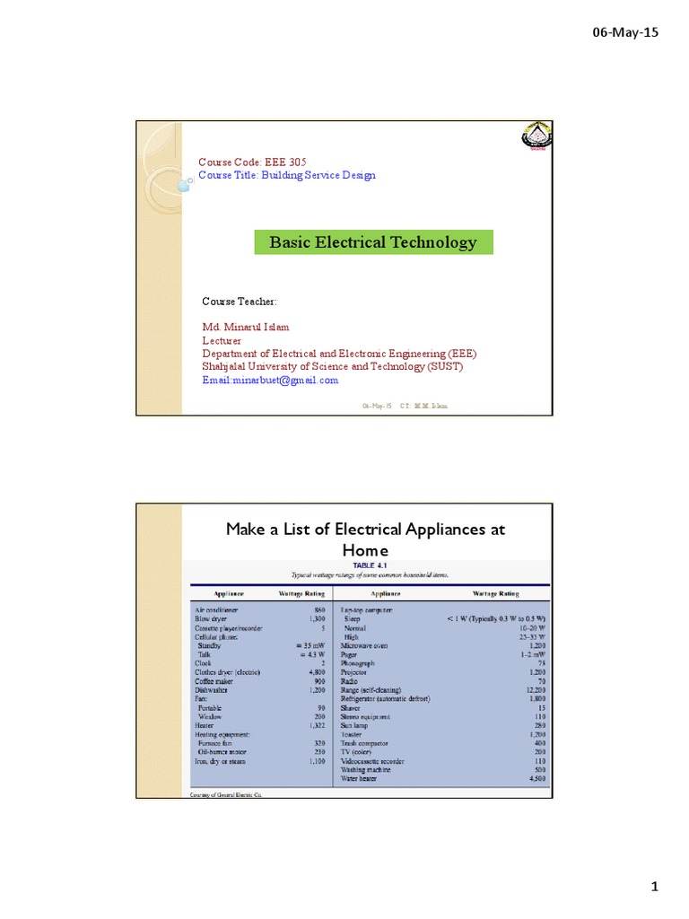 Basic Electrical Technology | PDF | Fuse (Electrical) | Electric Power Distribution