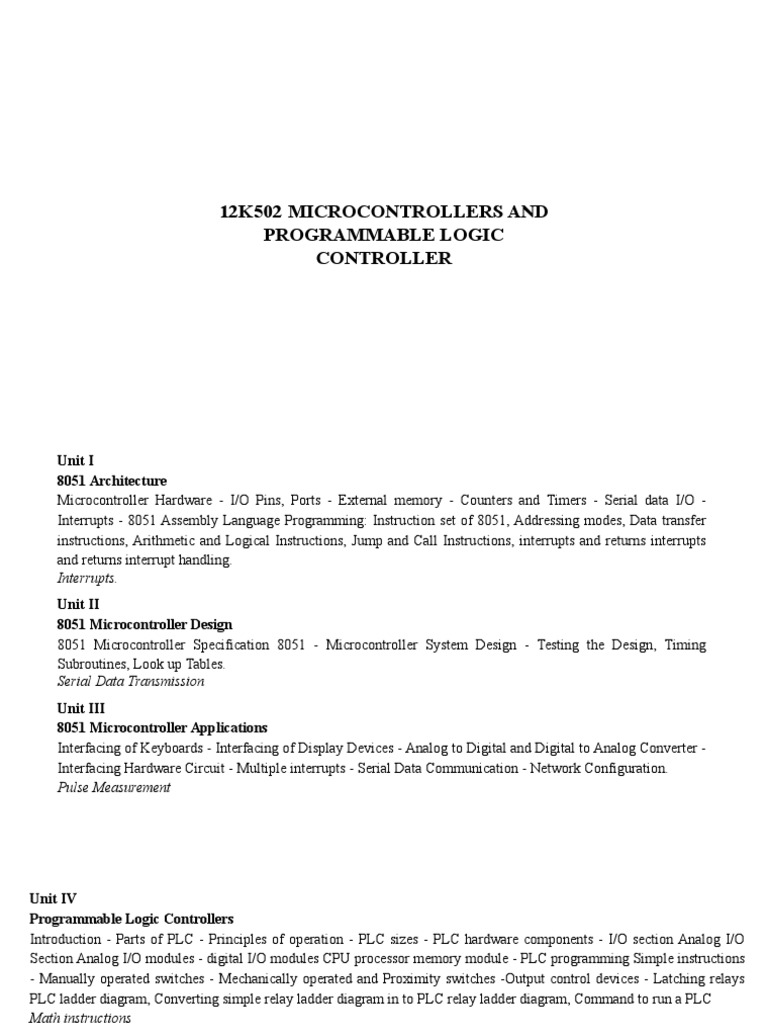 An Introduction to Microcontrollers and Programmable Logic Controllers ...