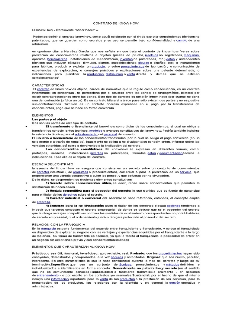 Contrato de Know How: Definición y Claves | PDF | Liquidación | Arbitraje