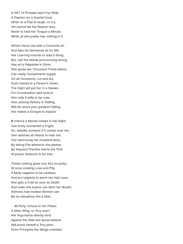 Satirical Poem on Women's Traits | PDF