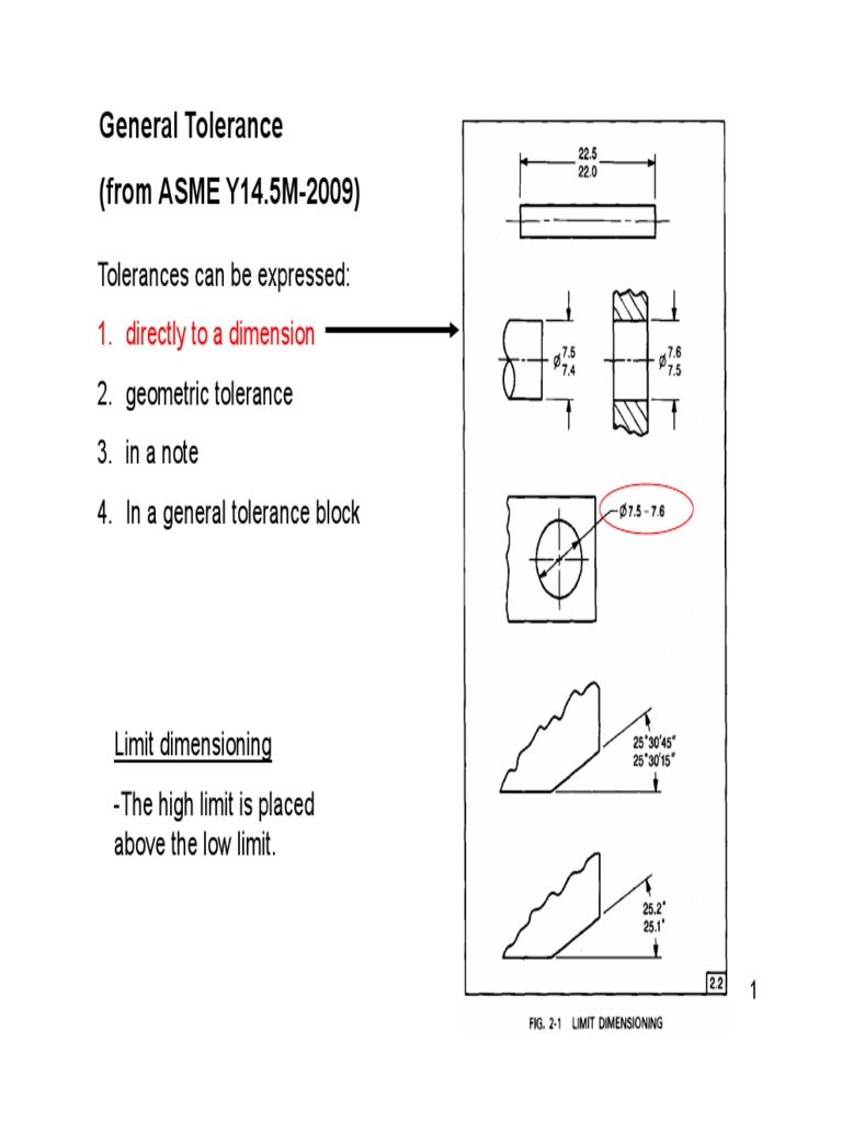 General Tolerance (From ASME Y14.5M-2009) : Tolerances Can Be Expressed ...