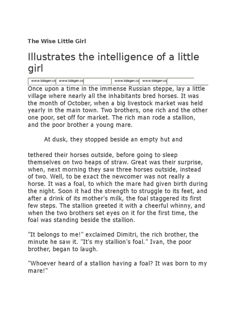 Illustrates The Intelligence of A Little Girl | PDF | Mare