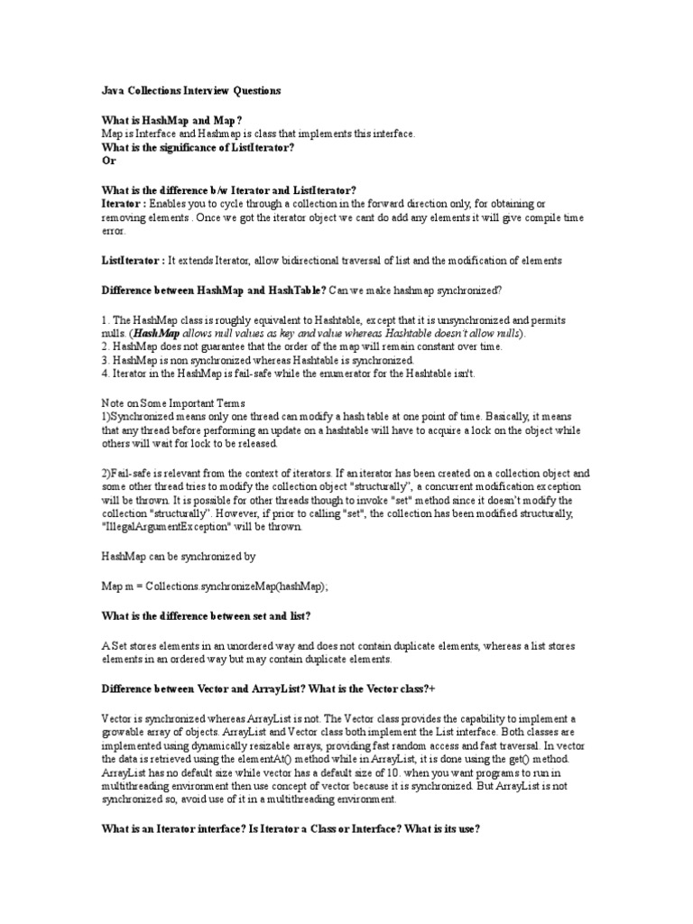 Java Collections Interview Questions Pdf Array Data Structure Method Computer Programming 