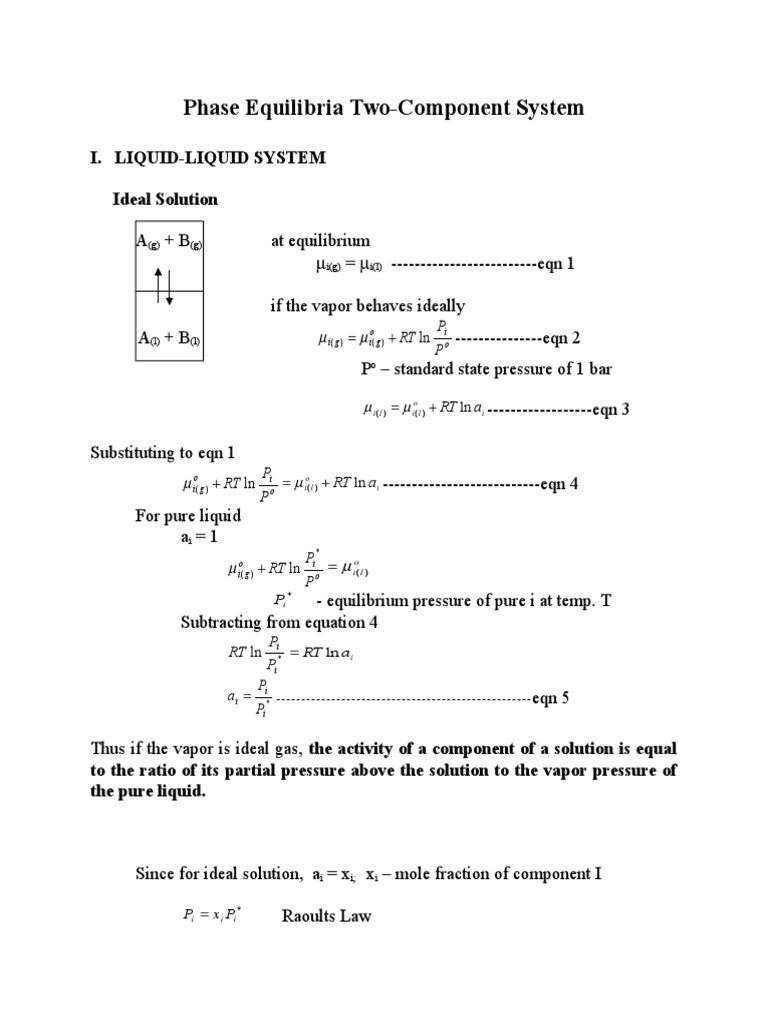 Phase Equilibria Two-Component System: I. Liquid-Liquid System Ideal ...