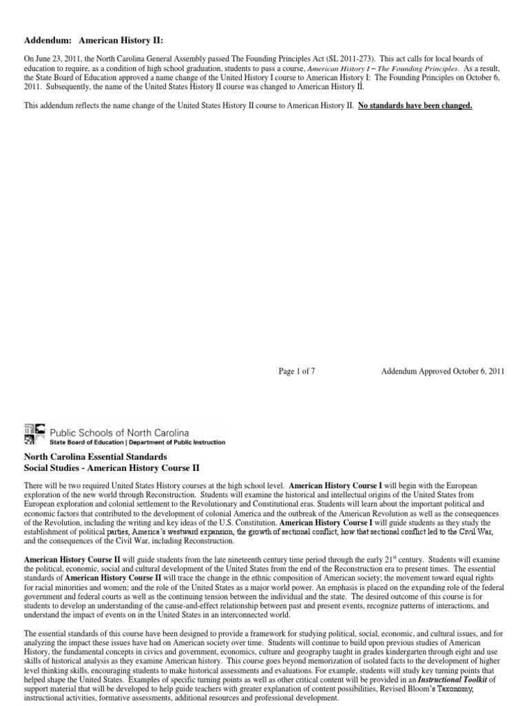 Standards | PDF | History Of The United States | The United States