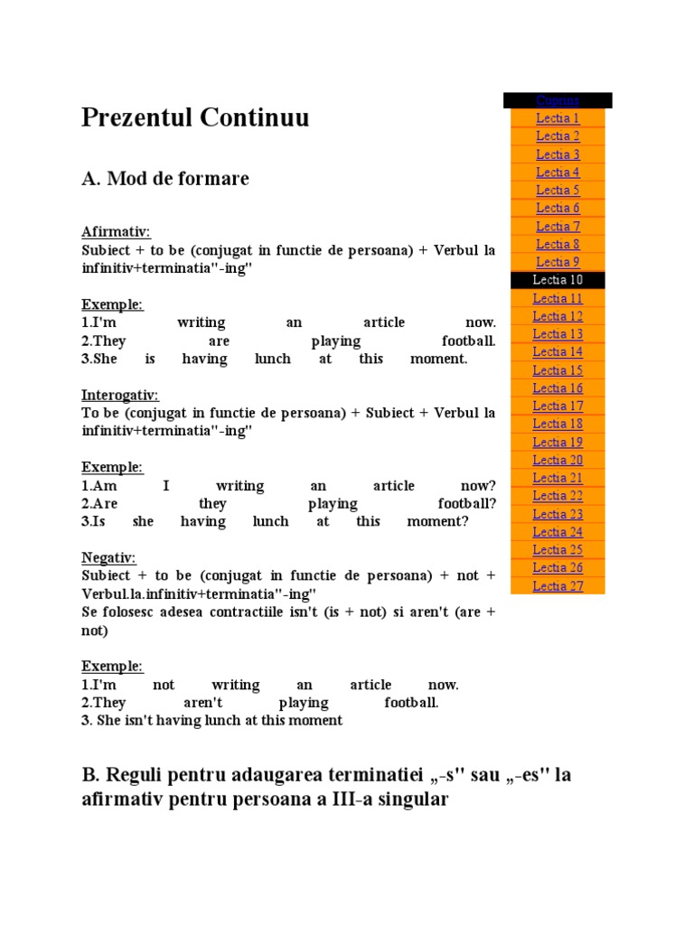 Prezentul Continuu | PDF | Leisure