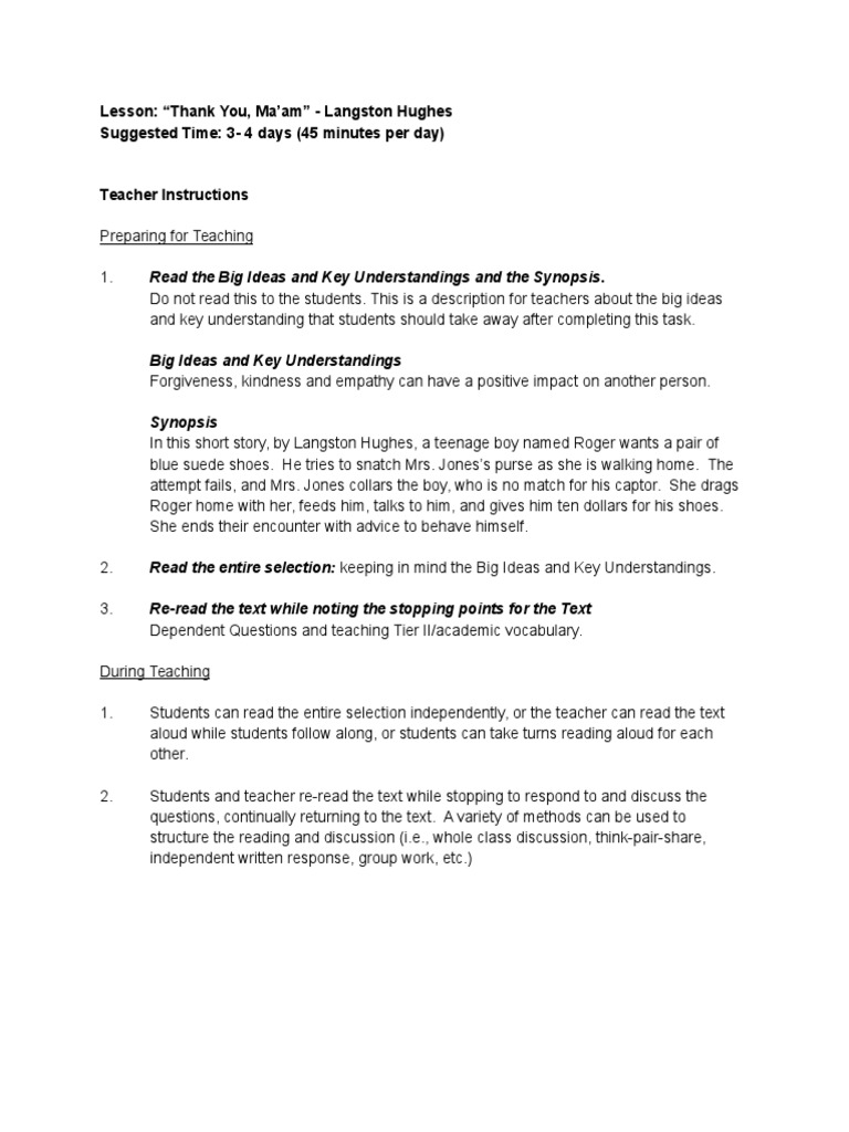 Thank You Maam Lesson | PDF | Argument | Reading (Process)