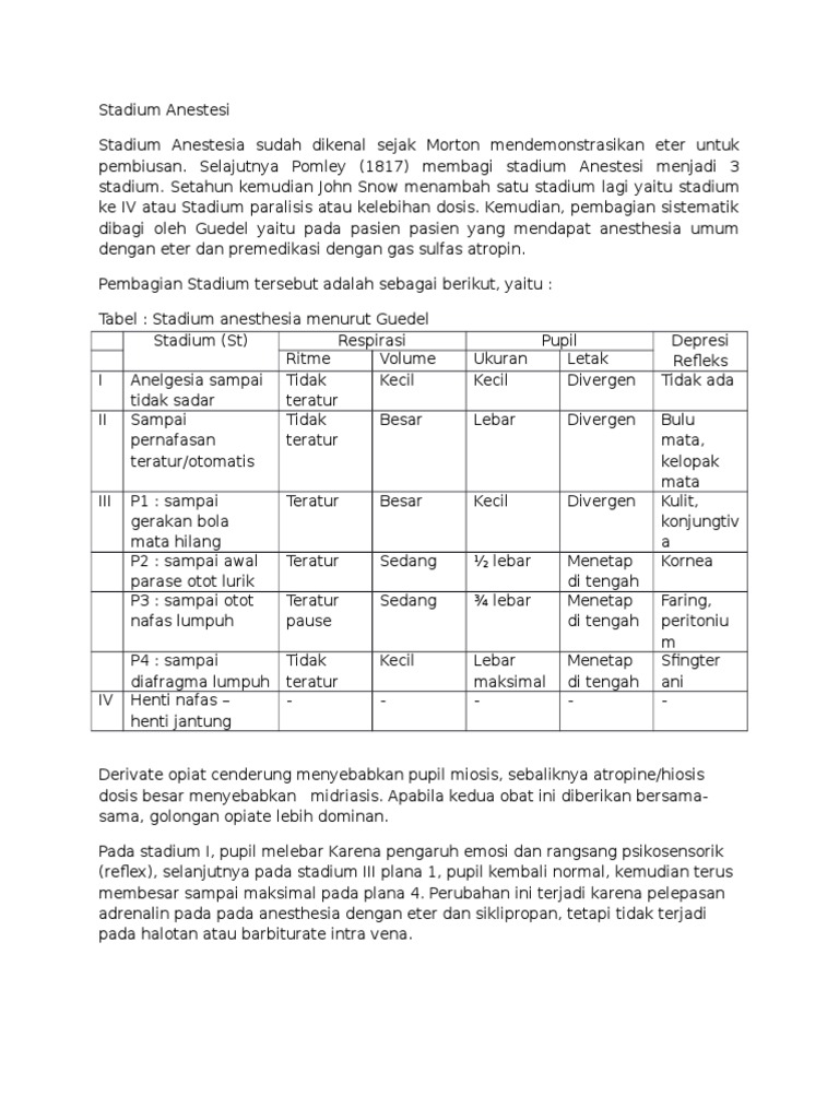 Klasifikasi Stadium Anestesi Umum | PDF | Pengembangan Diri | Kesehatan ...