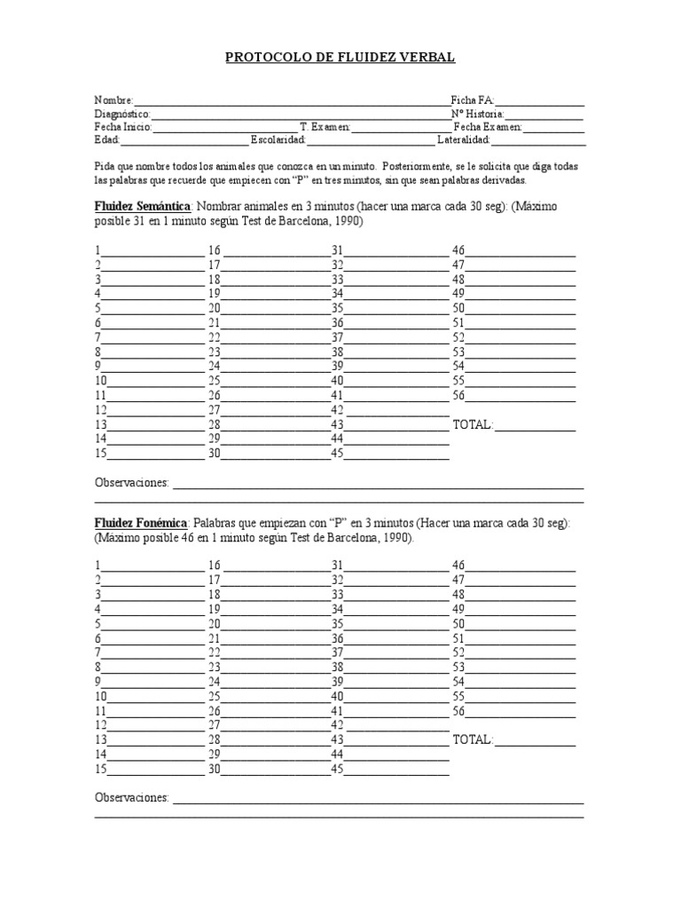 Fluidez Verbal | PDF
