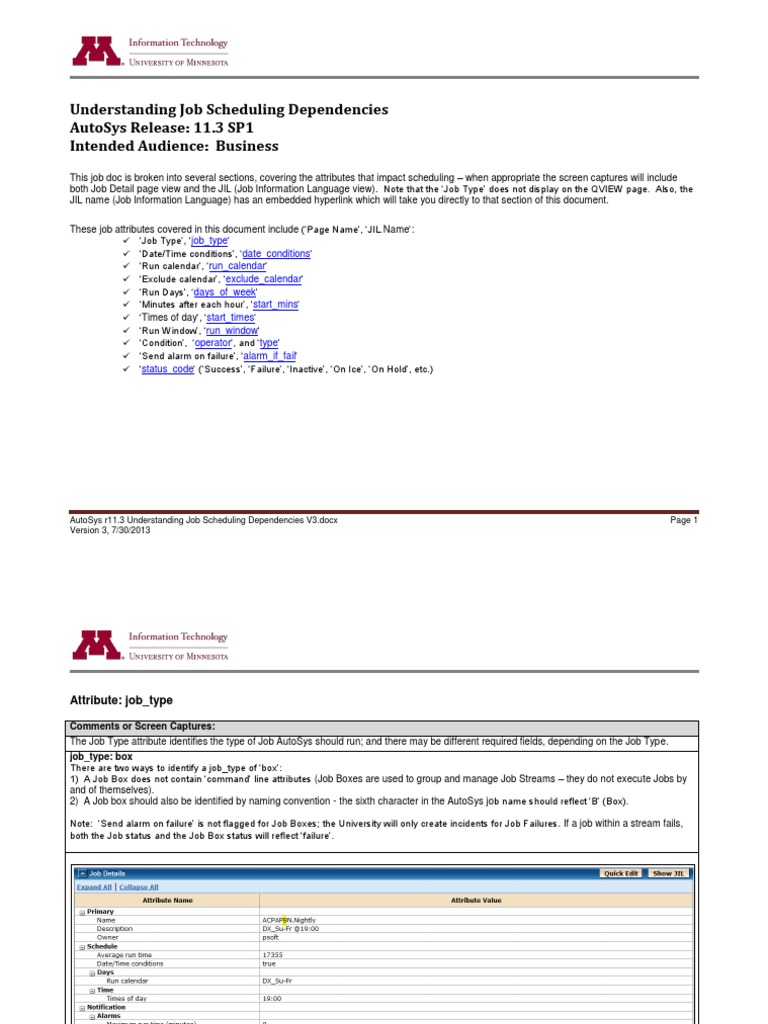 AutoSys r11.3 Understanding Job Scheduling Dependencies V3 | PDF ...