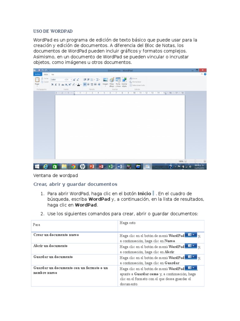 Uso de Wordpad | PDF | Point and Click | Informática