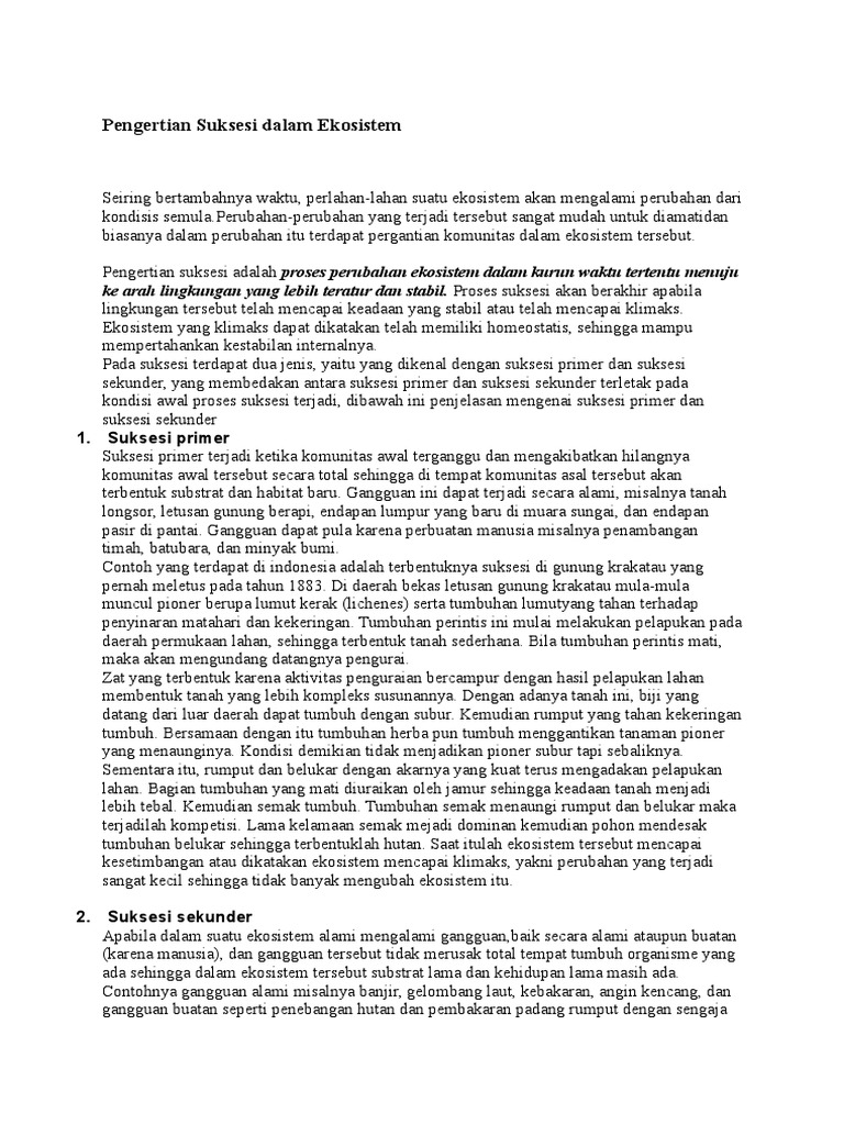 Pengertian Suksesi Dalam Ekosistem Pdf