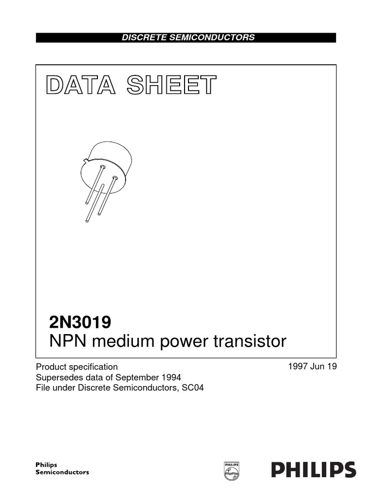 2N3019 NPN Power Transistor Datasheet | Bipolar Junction Transistor ...