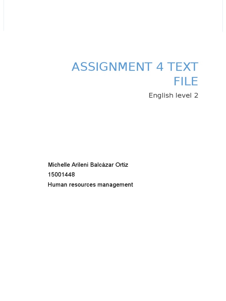 Assignment 4 Text File: English Level 2 | PDF | Drink | Beverages