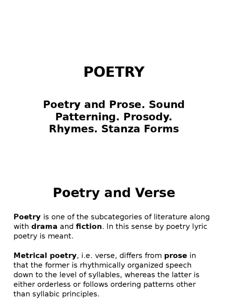 04 Poetry Sound Patterning | PDF | Metre (Poetry) | Stress (Linguistics)