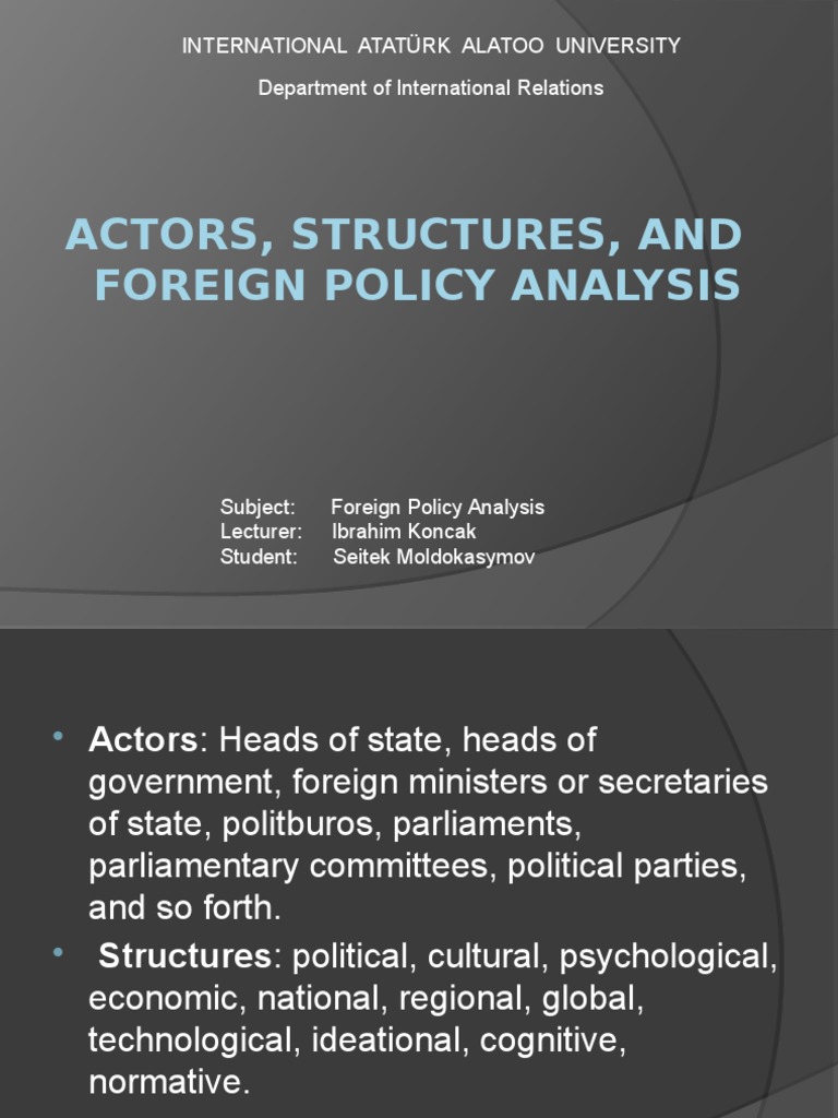 Actors, Structures and Foreign Policy Analysis | PDF | Policy Analysis ...