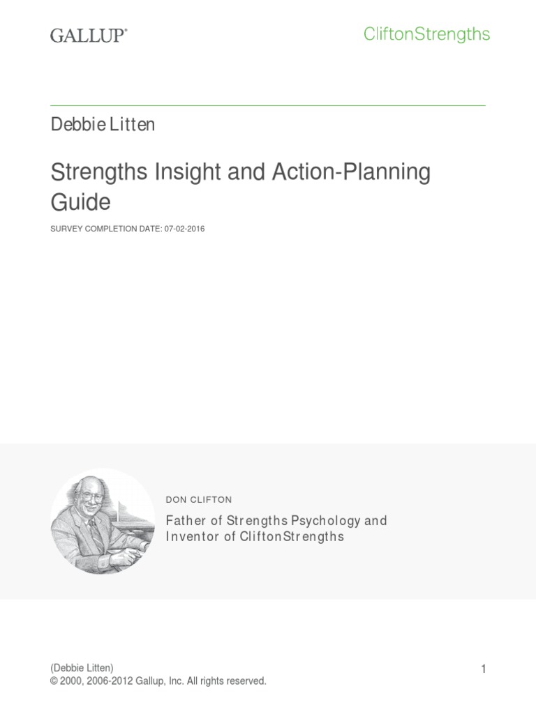 Gallupreport Strengthsfinder Assessment | PDF | Insight | Thought