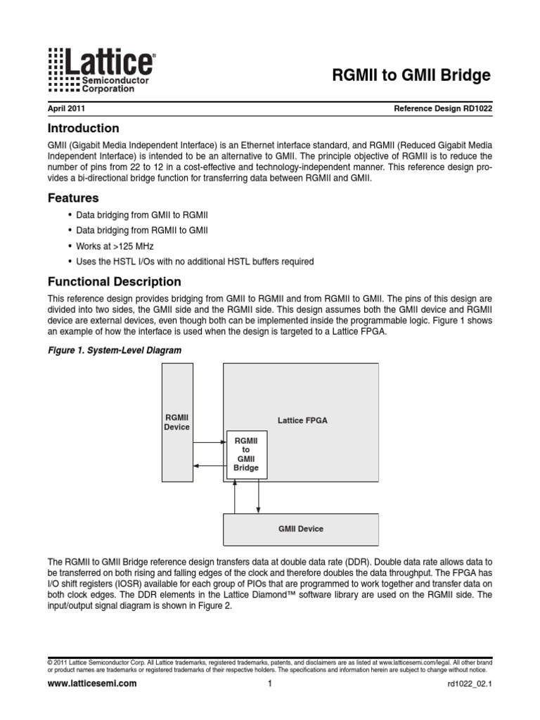 Rd1022 Lattice RGMII To GMII Bridge | PDF | Electrical Engineering ...