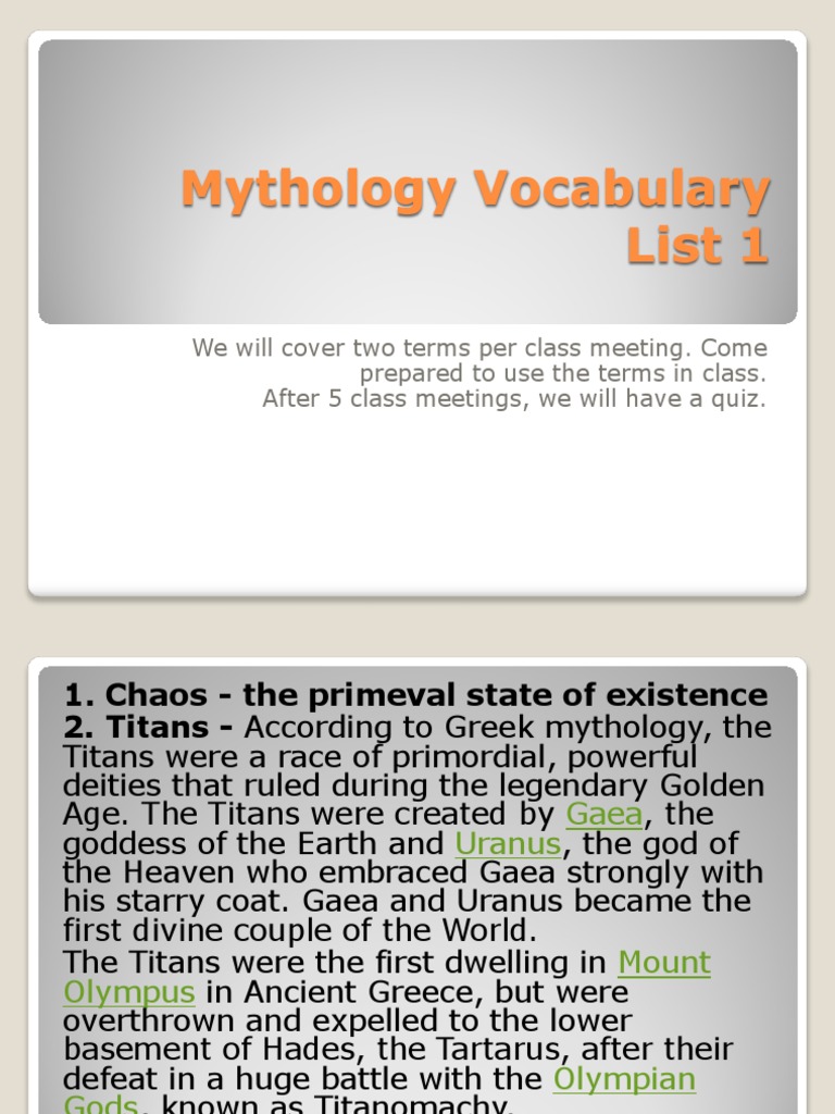 Mythology Vocabulary List 1 | PDF | Zeus | Twelve Olympians