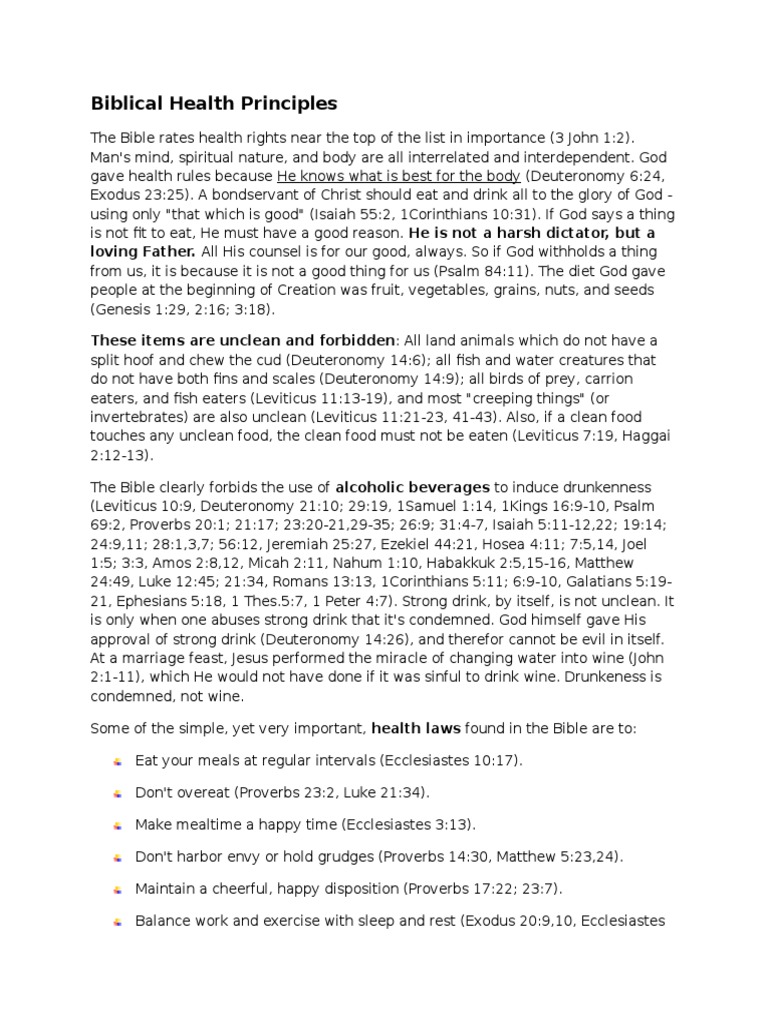 Biblical Health Principles Explained | PDF | Religious Texts ...