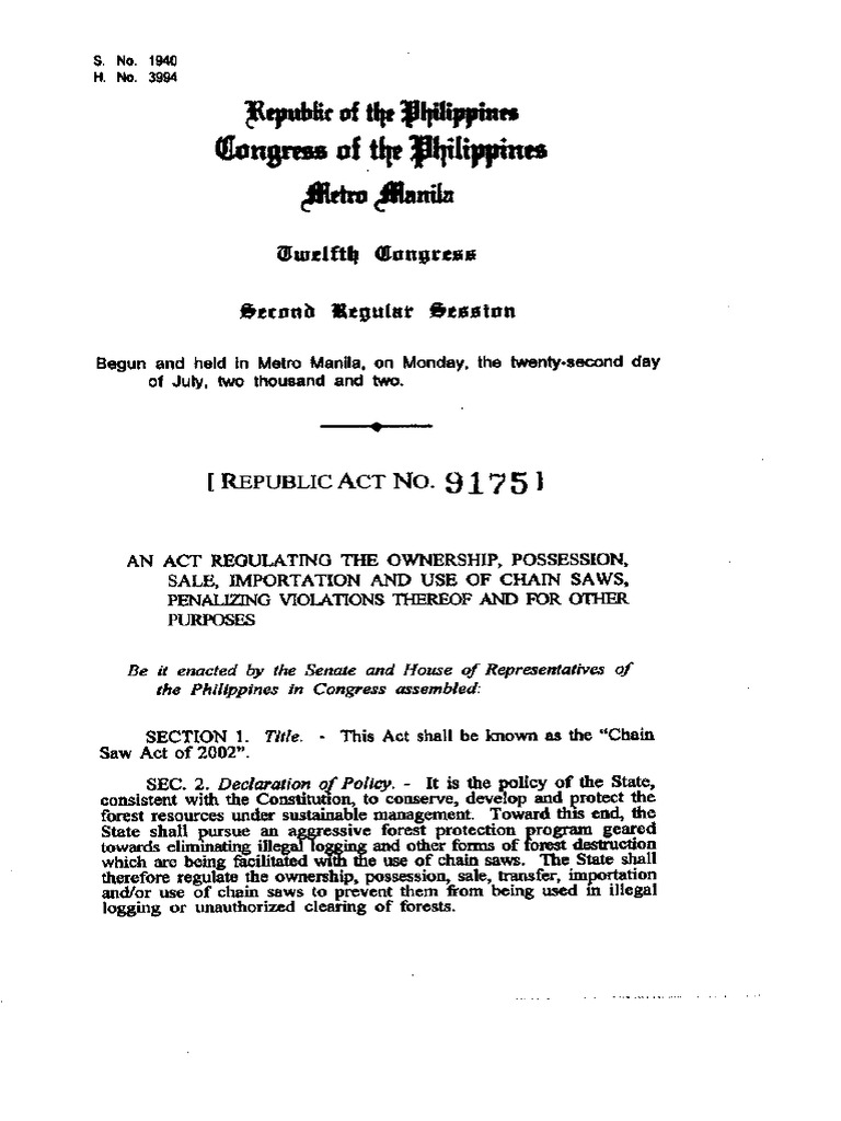 Ra 9175 | PDF | Repeal | President Of The Philippines
