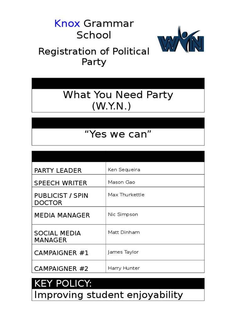 W y N Party Registration | PDF