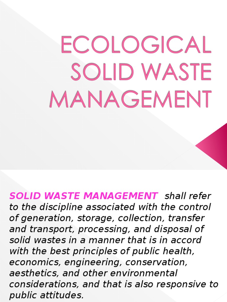 ESWM-II | Landfill | Waste Management
